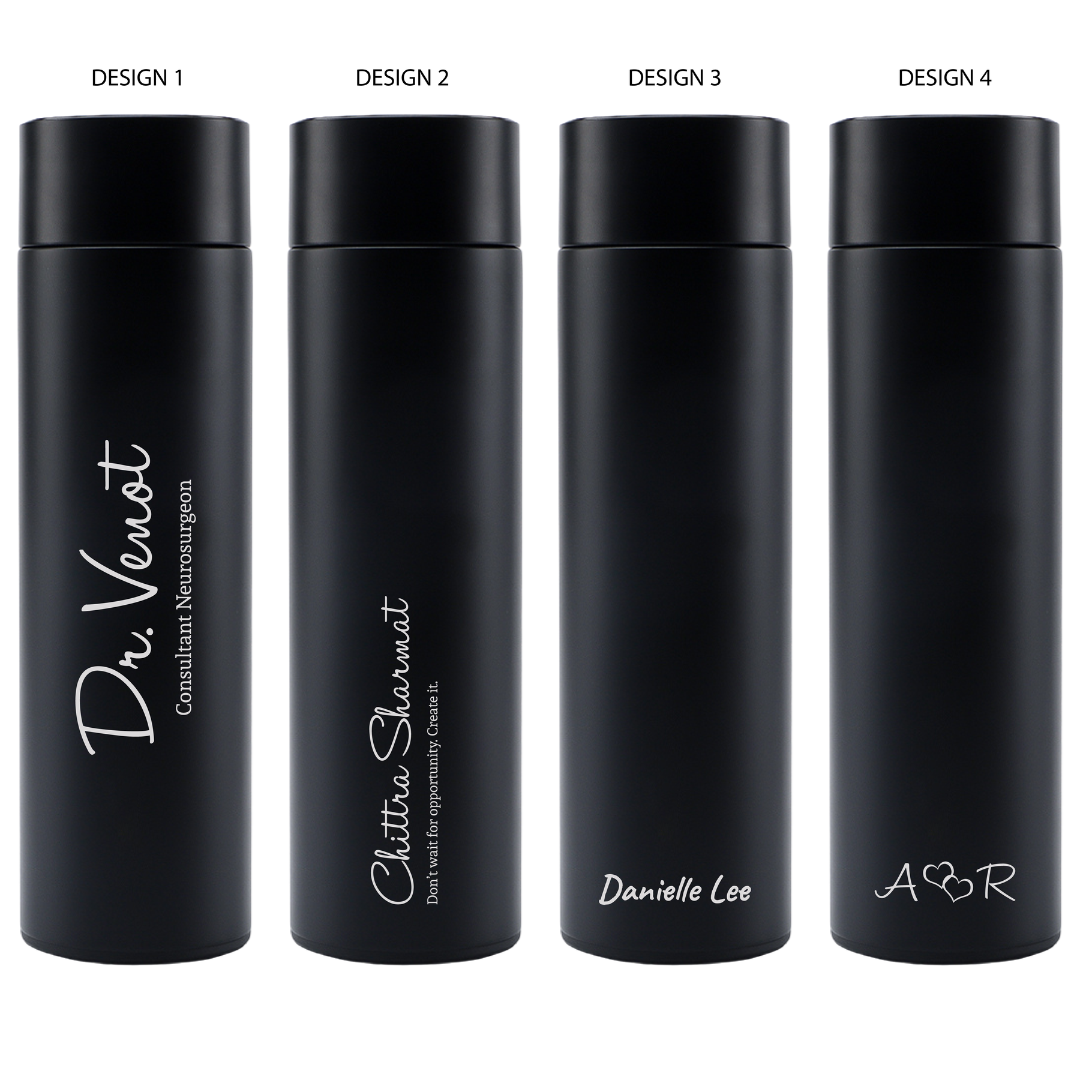 Personalised Smart Flask with Name Engraving (Black)– PINEWORKS