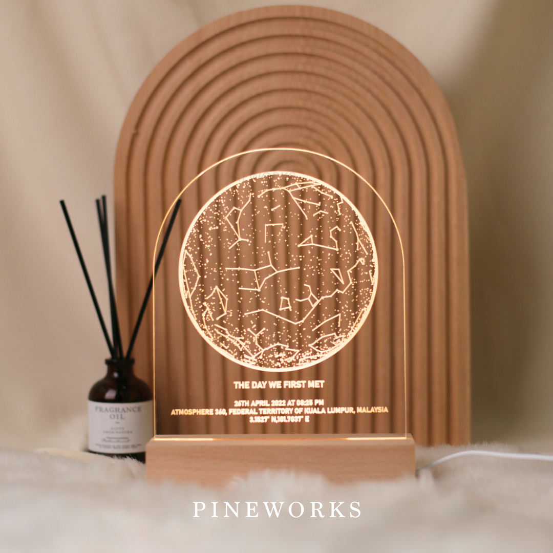 Star Map Wooden Photo Plaque LED Night Lamp– PINEWORKS